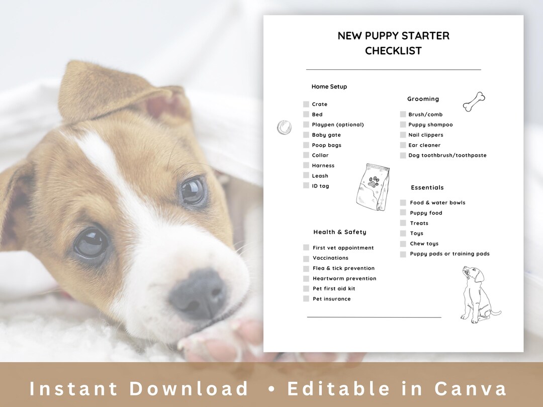 New Puppy Checklist, Puppy Checklist Printable, New Dog Essentials List ...