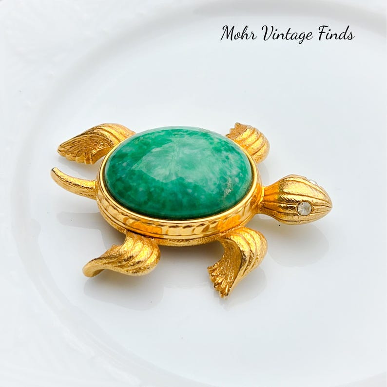 Vintage Avon Turtle Gold Tone and Turquoise Colored Stone Solid Perfume ...