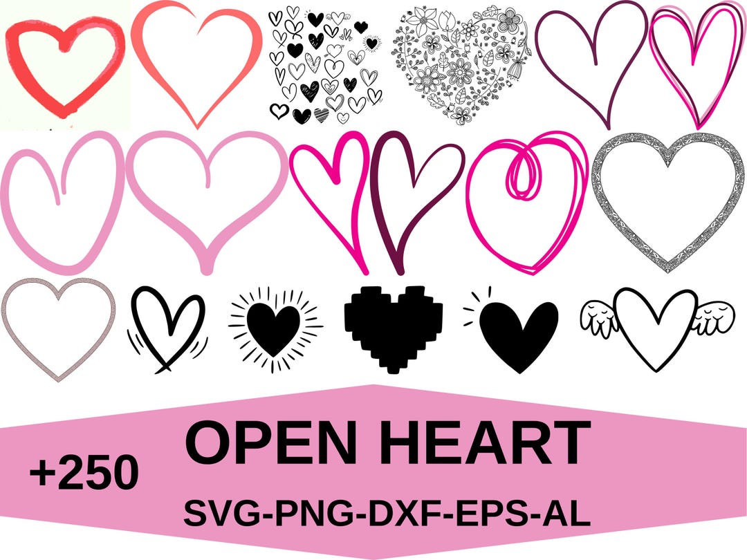 Open Heart SVG Bundle, A Hand Drawn Heart Svg, Abstract Heart Svg ...