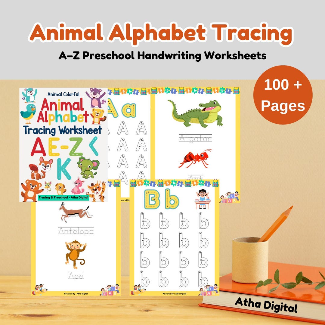Animal Alphabet Tracing Pages – A to Z Handwriting Practice – Preschool ...