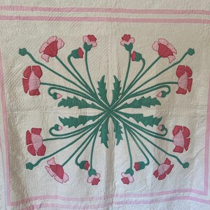 Vintage 1930s Marie Webster Poppy Quilt | 81x84 Queen | Hand Quilted ...