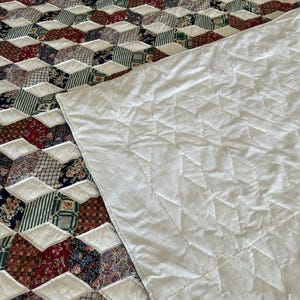 Vintage 1990s Tumbling Blocks Quilt: Full/queen Size, Soft Cotton - Etsy