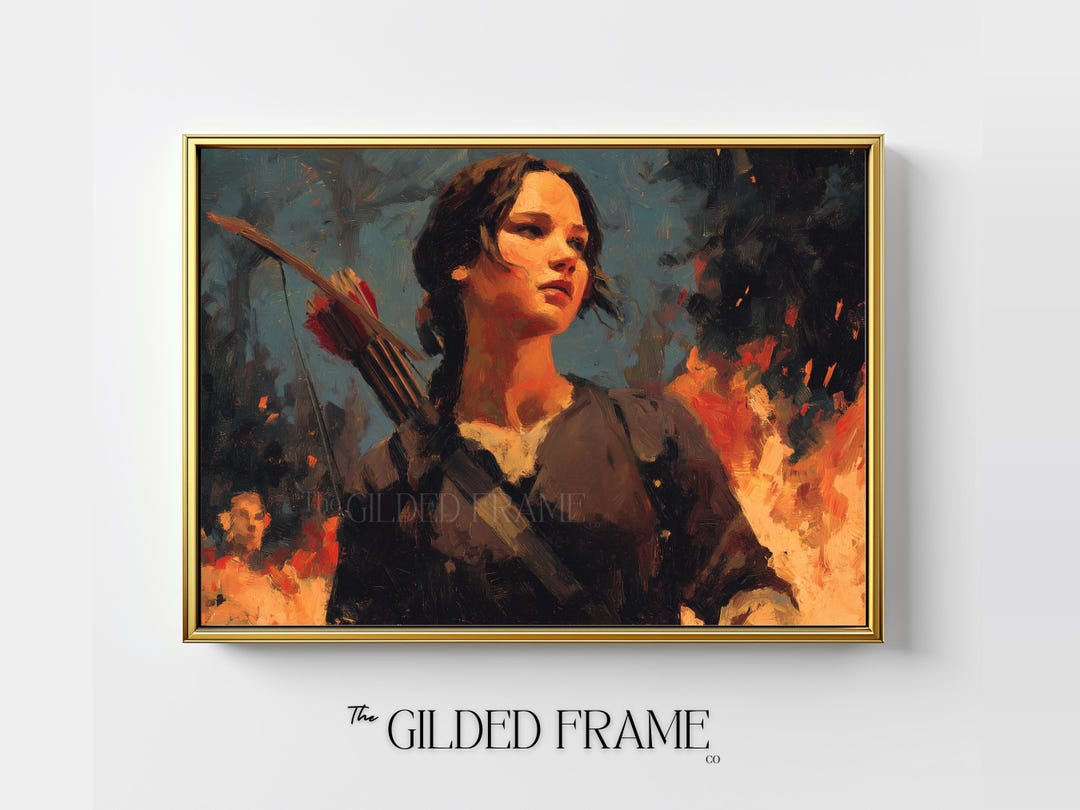 Katniss Everdeen From the Hunger Games Surrounded by Flames, Forest ...