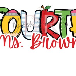 Personalized Fourth Grade Teacher PNG, Teacher Label, Instant Download ...