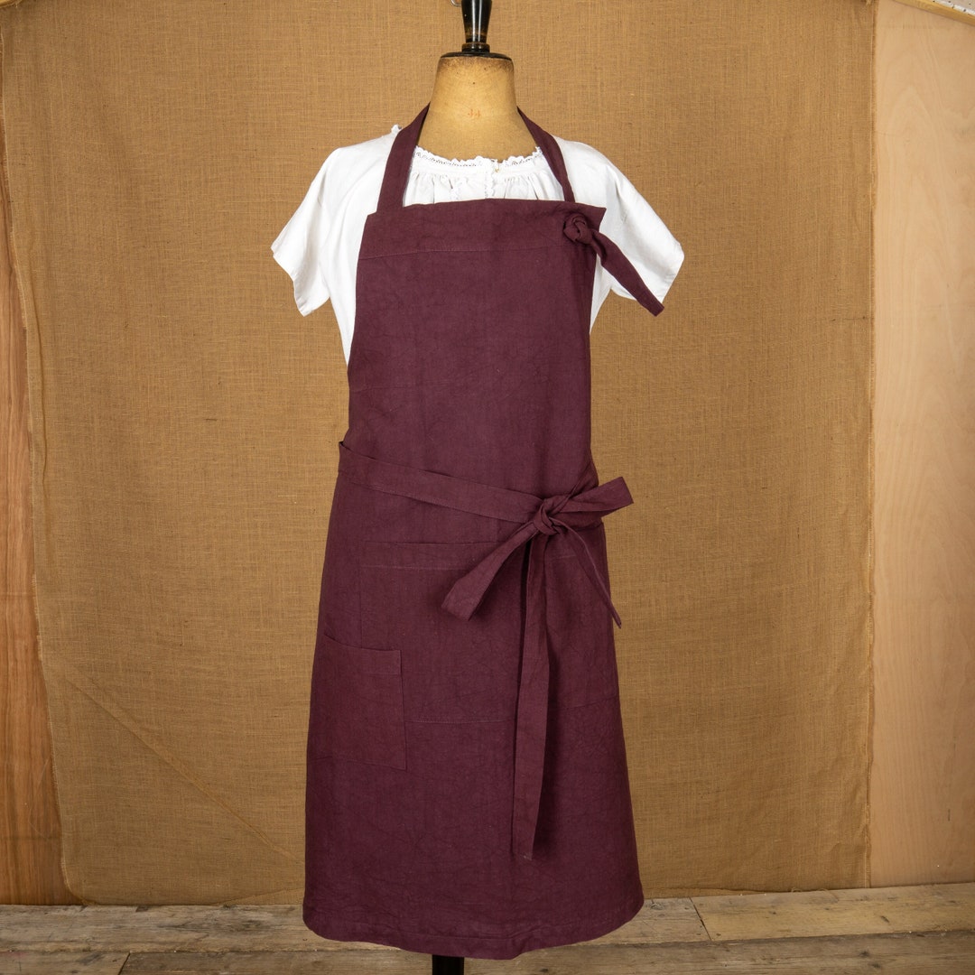 Large Cook's Apron, Dyed Vintage French Linen - Baking, Cooking ...