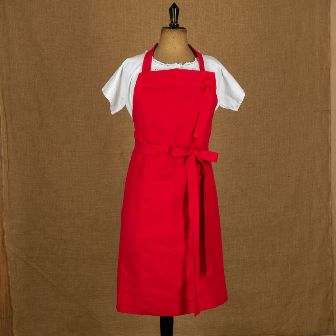 Large Cook's Apron, Dyed Vintage French Linen - Baking, Cooking ...