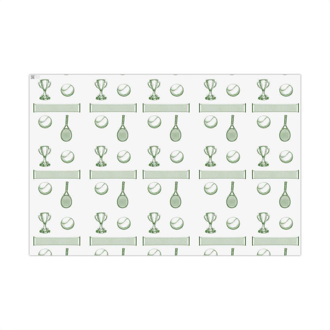 Tennis Wrapping Paper: Green Sports Gift Wrap With Rackets, Balls ...