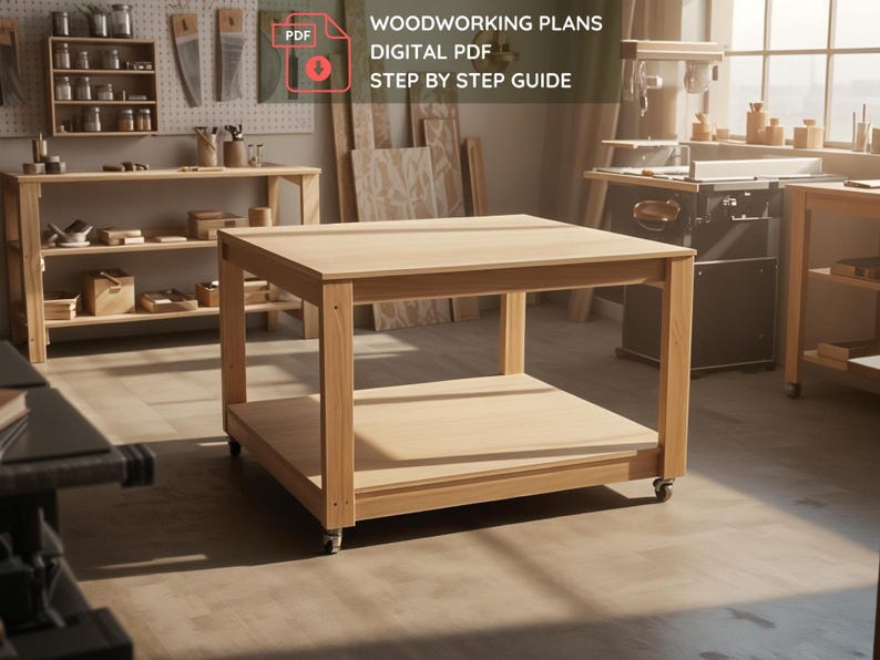 DIY Shop Workbench Plan | 48x48 Work Table on Wheels | Minimal Lumber ...
