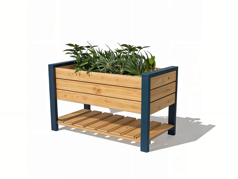 Large, Raised Planter Box With Shelf Plans, Flower Box With Storage, 5 ...