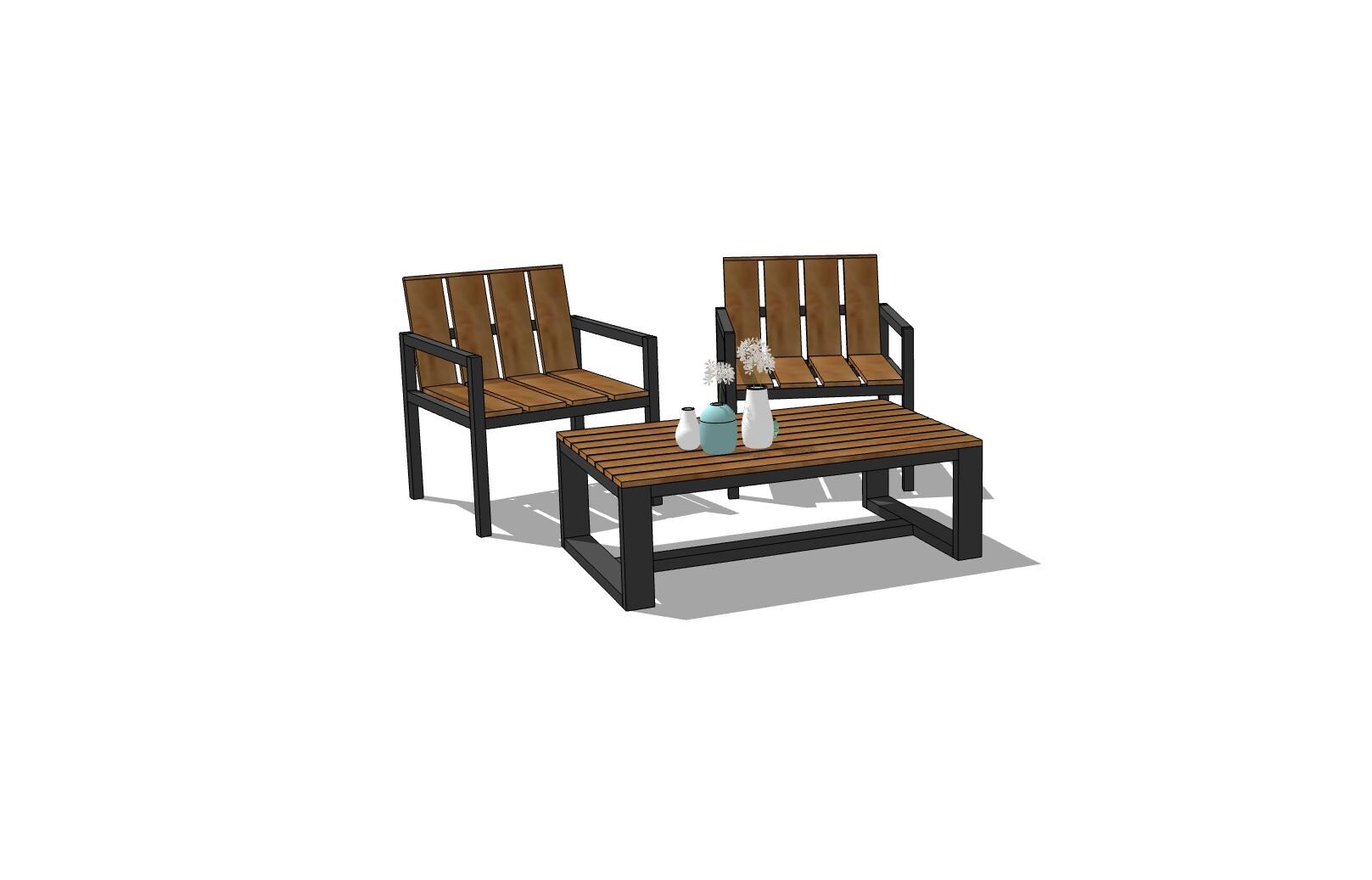 Patio Coffee Table & Chair Set DIY Plan – Outdoor Wood Furniture PDF ...