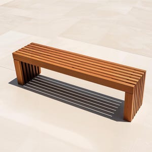 Entryway Slat Bench DIY Plan – Modern Wood Garden & Patio Furniture for ...