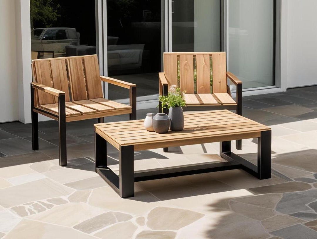 Patio Coffee Table & Chair Set DIY Plan – Outdoor Wood Furniture PDF ...