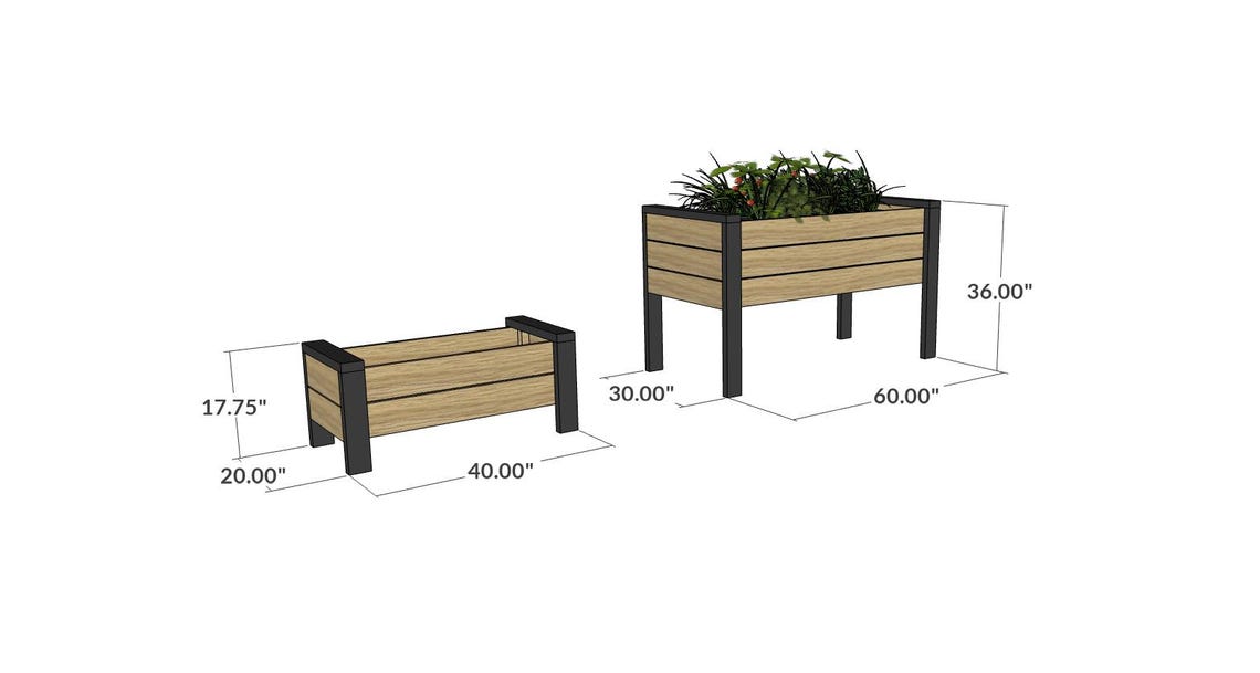 DIY Planter Box Plans Set – Large & Medium Sizes Wooden Planters ...