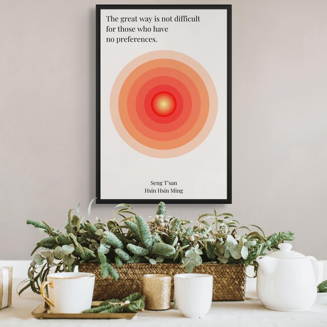 Zen Print - the Great Way - Seng T’san Hsin Hsin Ming Quote Poster Buddhism Tao Minimalist Wall ...