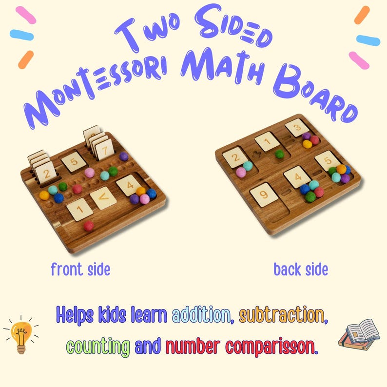 Montessori Gift Math Board: Acacia Wood Addition & Subtraction Game - Etsy