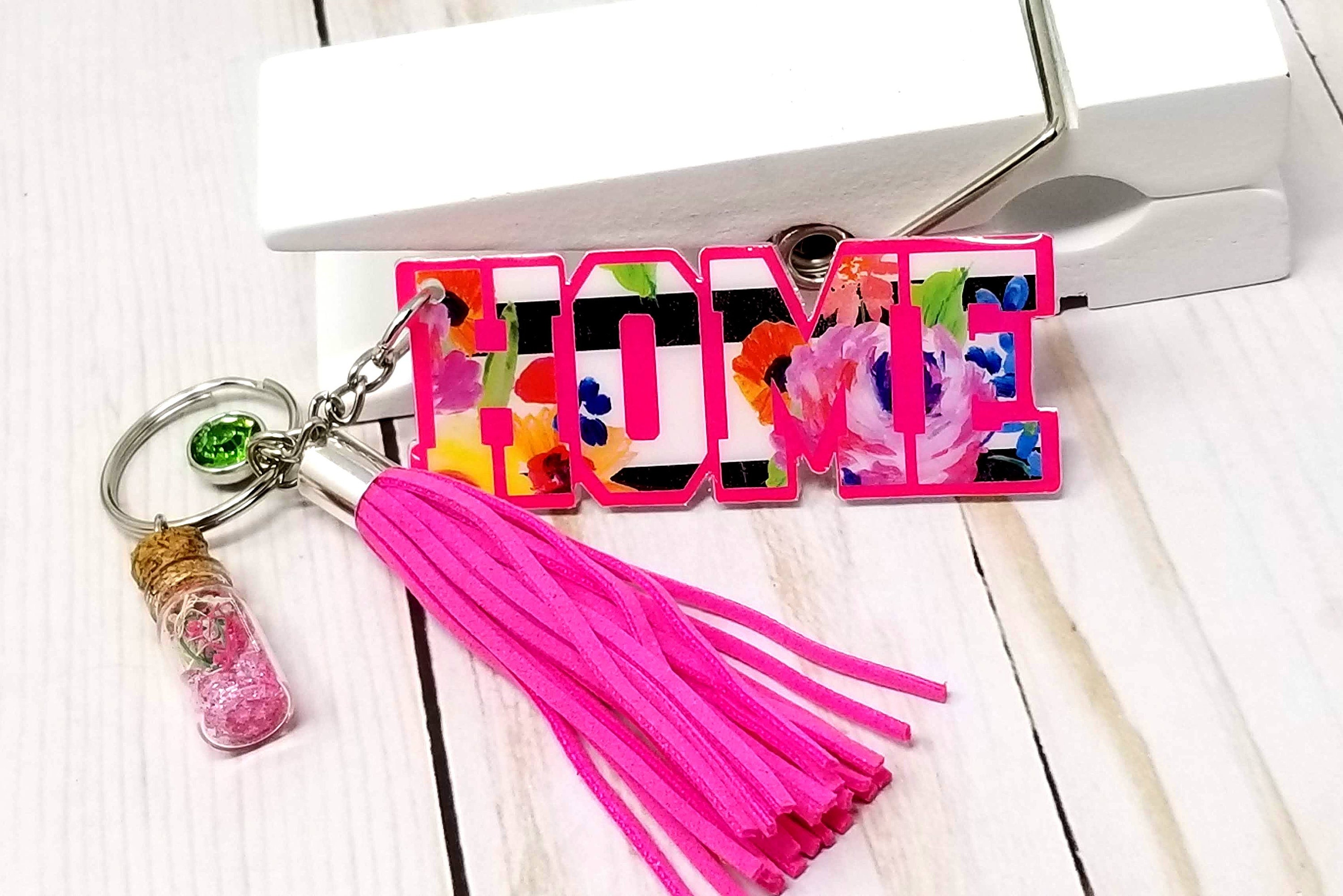 Hot Pink Home Keychain Pink Purse Back Pack Bag Charm | Etsy