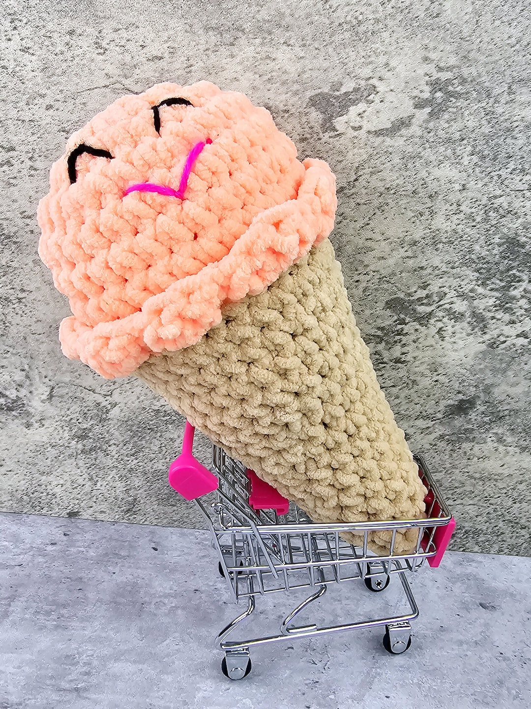 Ice Cream Cone Plushie, Crochet Ice Cream Stuffies, Emotional Support ...