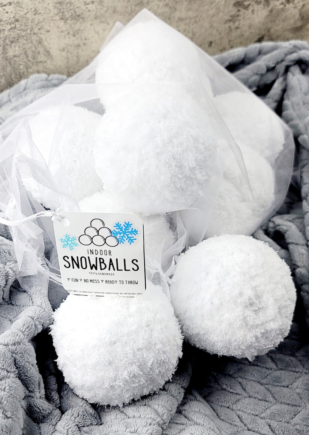 Plush Knit Indoor Snowballs: Christmas Holiday Decor, Kids Gifts (set ...