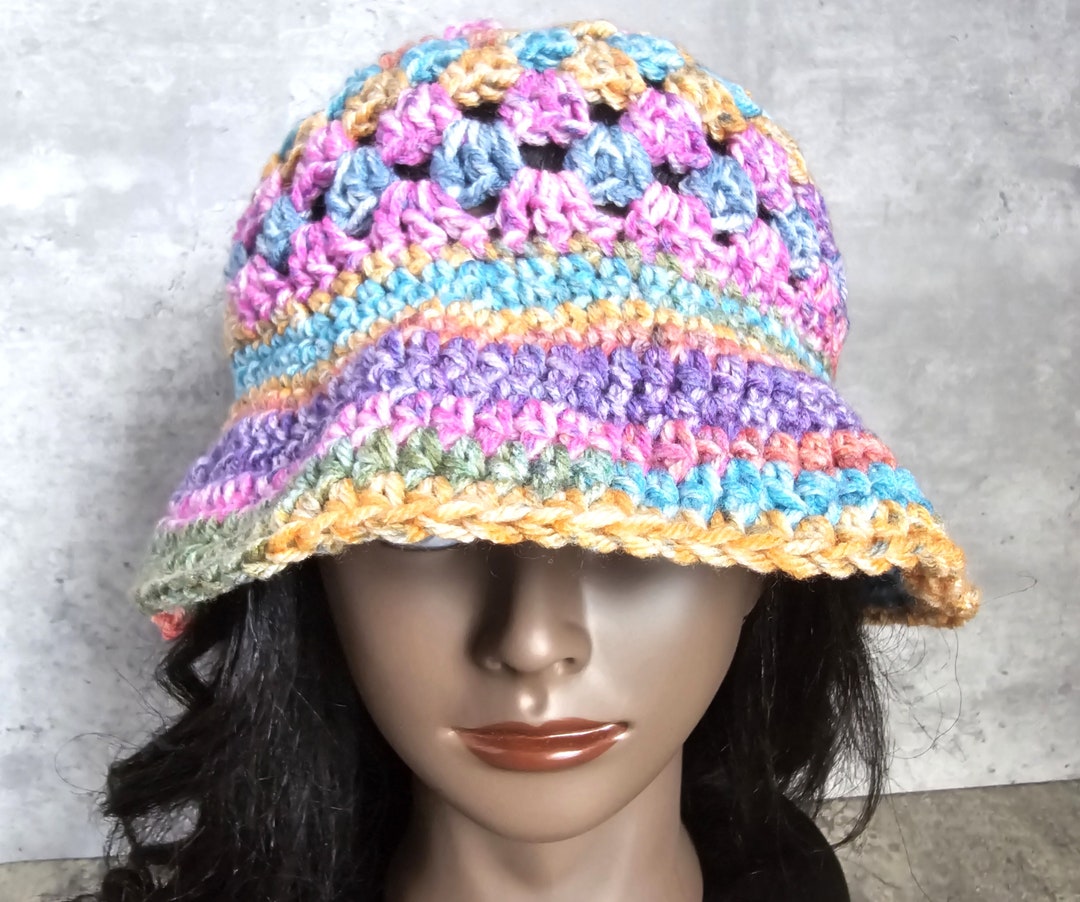 OOAK Teal Pink Purple Gold Bucket Hat, Fall Multi Color Bucket Hat ...
