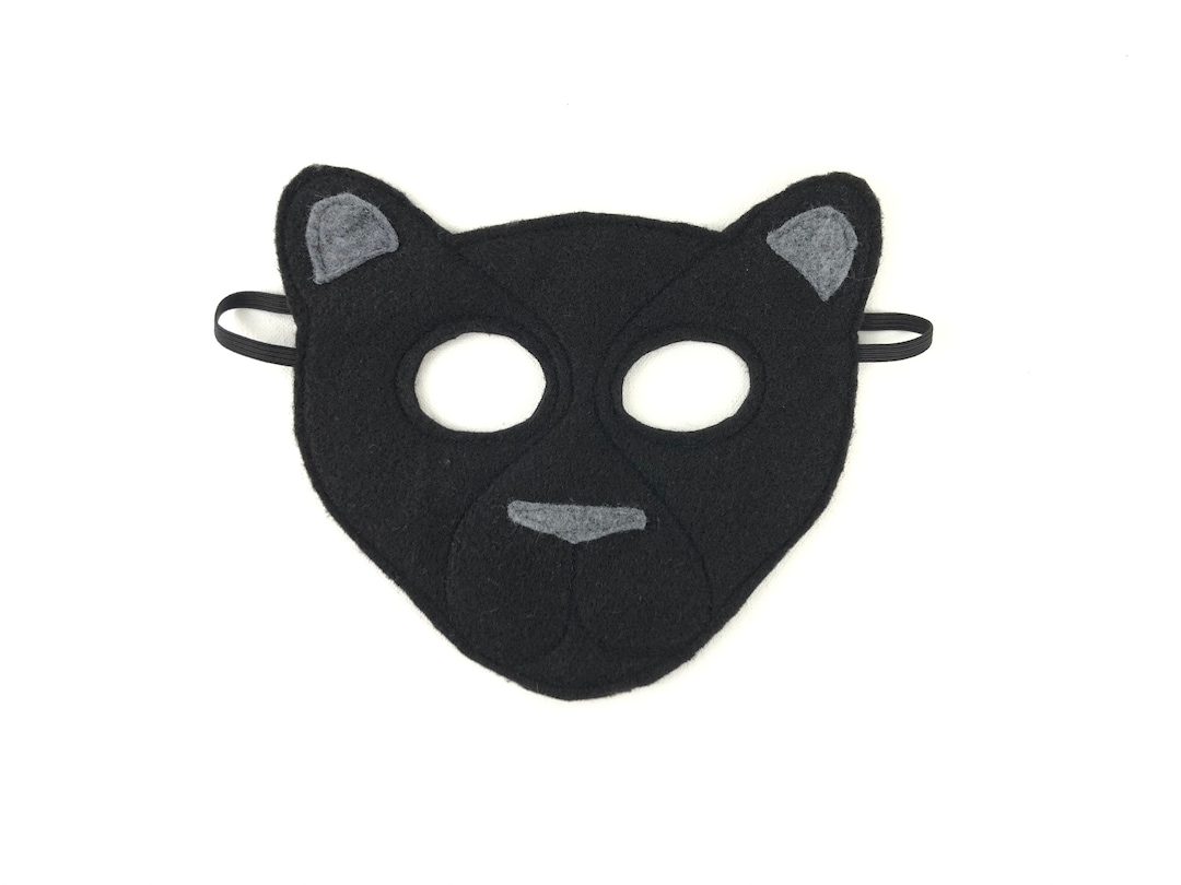Black Felt Panther Mask for Kids – Handmade Eco-friendly Jungle Animal ...