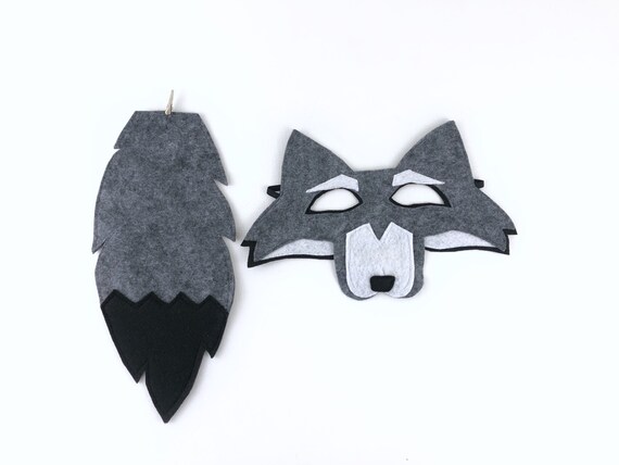Child's Gray Felt Wolf Mask and Tail | Etsy