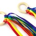 Children's Rainbow Ribbon Hand Kite, Wooden Ring, Satin Ribbons in 5 ...