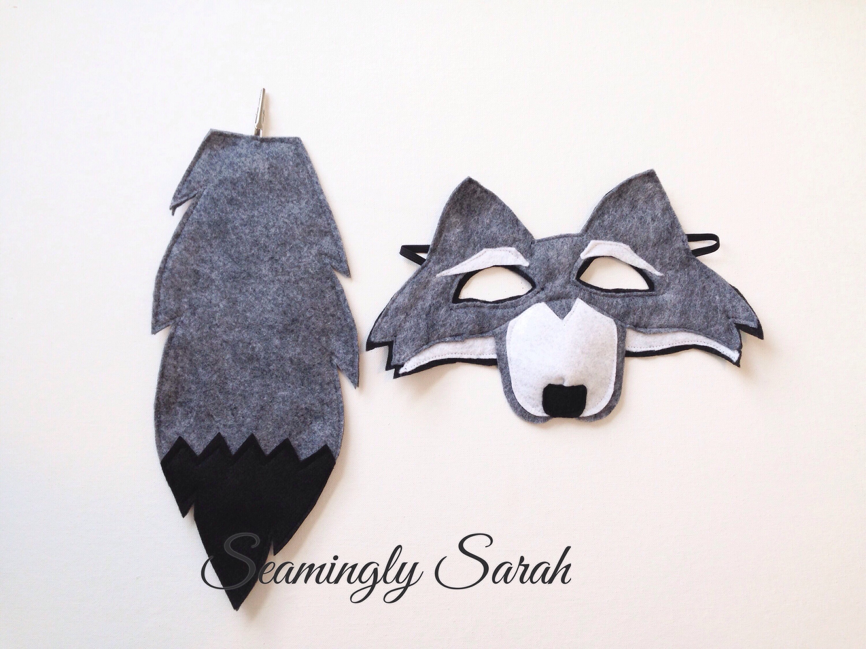 Child's Gray Felt Wolf Mask and Tail | Etsy