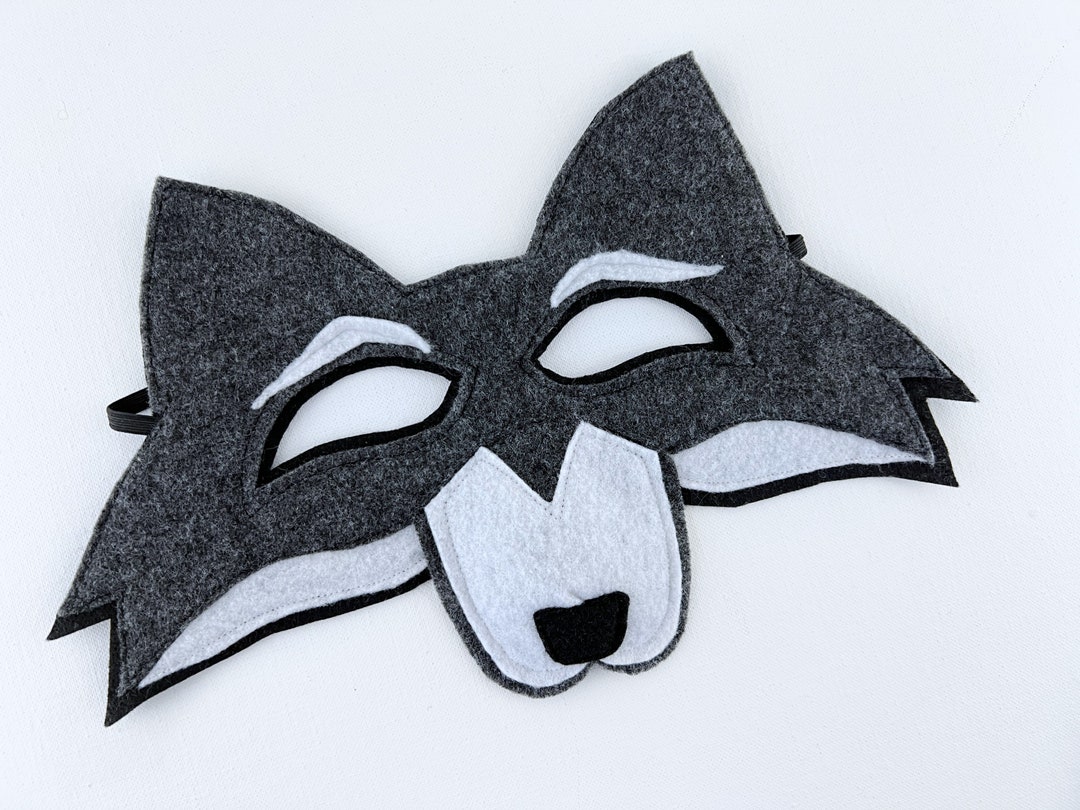 Felt Wolf Mask for Kids – Handmade Gray Wolf Costume for Halloween ...