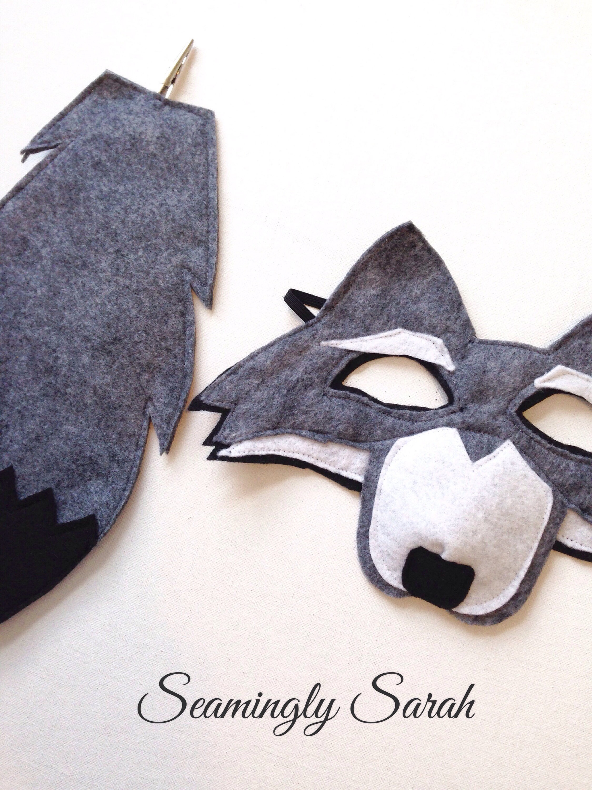 Child's Gray Felt Wolf Mask and Tail | Etsy