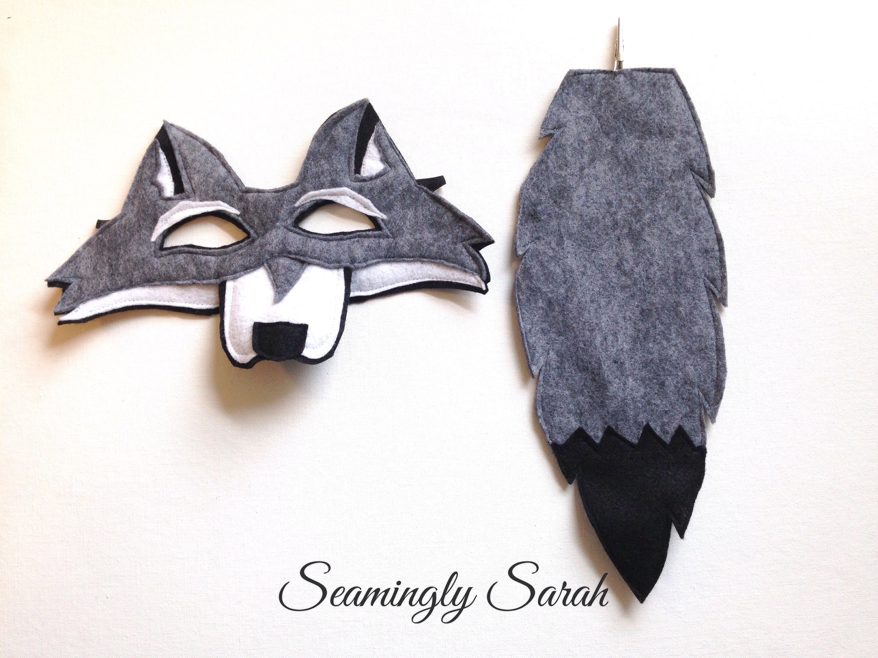 Child's Gray Felt Wolf Mask and Tail | Etsy