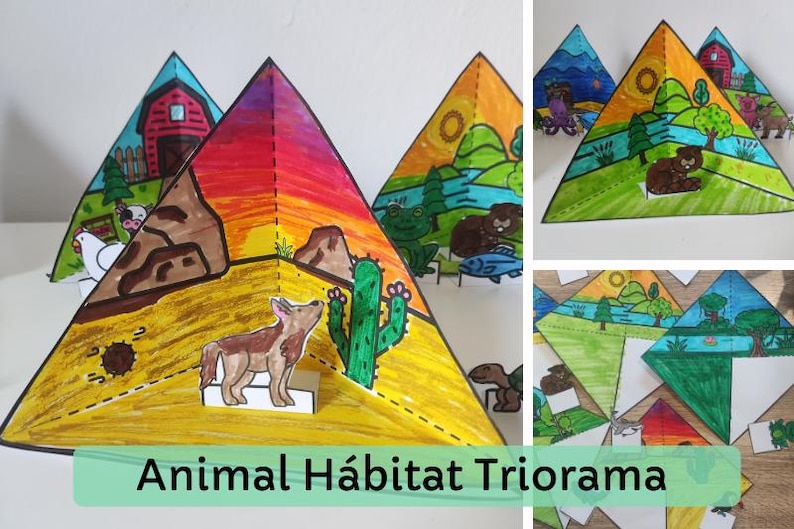 Animal Habitat Triorama Craft | Diorama Printable Template | Science ...