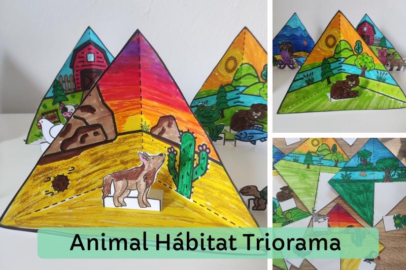 Animal Habitat Triorama Craft | Diorama Printable Template | Science ...