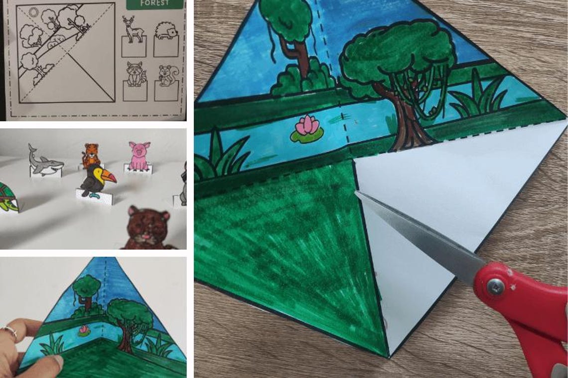 Animal Habitat Triorama Craft | Diorama Printable Template | Science ...