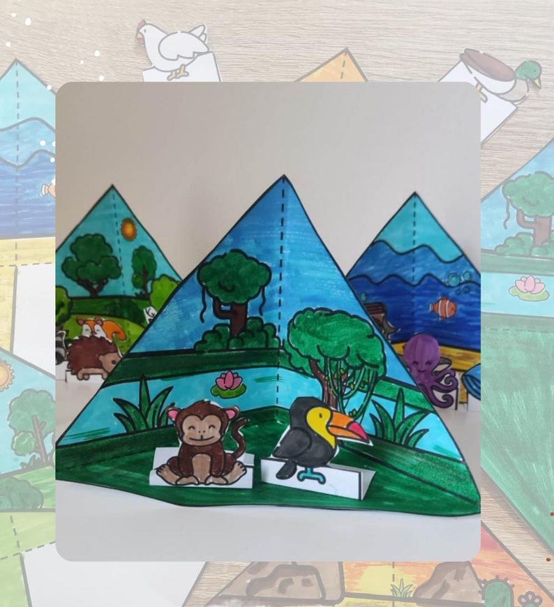 Animal Habitat Triorama Craft | Diorama Printable Template | Science ...