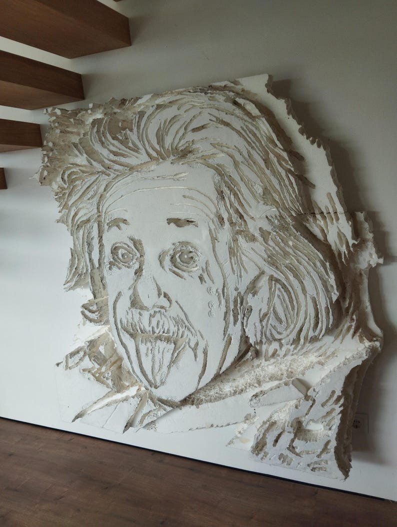 Handmade Albert Einstein Wall Sculpture - Unique Art Piece for Home ...