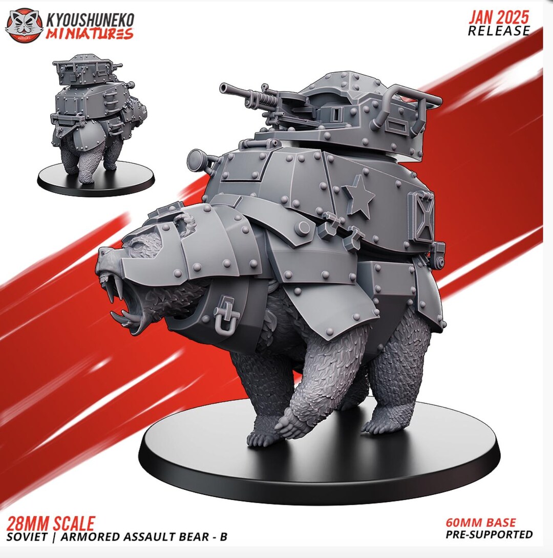 28mm Resin Printed Post-modern Warfare - Armored Assault Bear - B ...