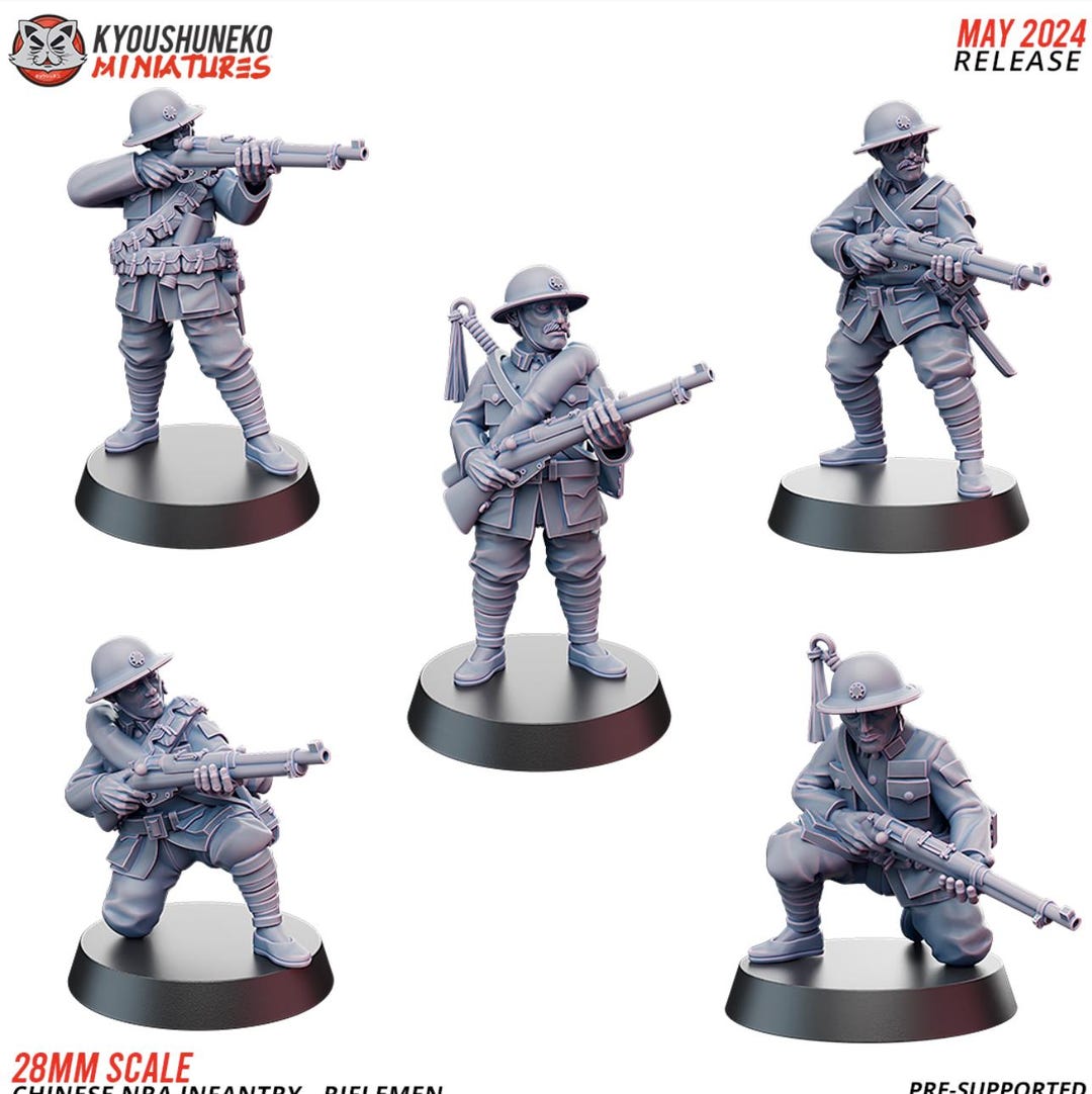 28mm Resin Printed - Riflemen - Chinese NRA Infantry Ww2-squad of 10 - Etsy