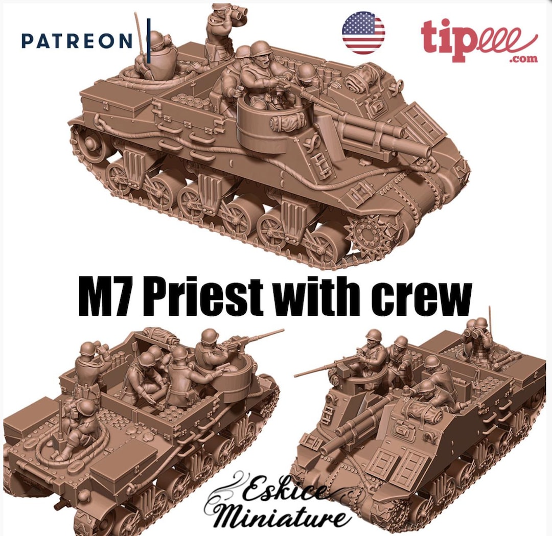 28mm World War 2 Resin Printed- M7 Priest With Crew (US, WWII) - Etsy
