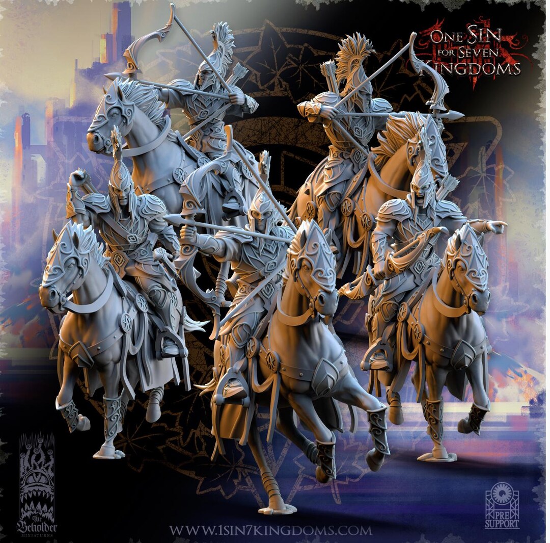 Resin Fantasy Models- Silvermoor Elves Archers Cavalry -28mm Heroic ...