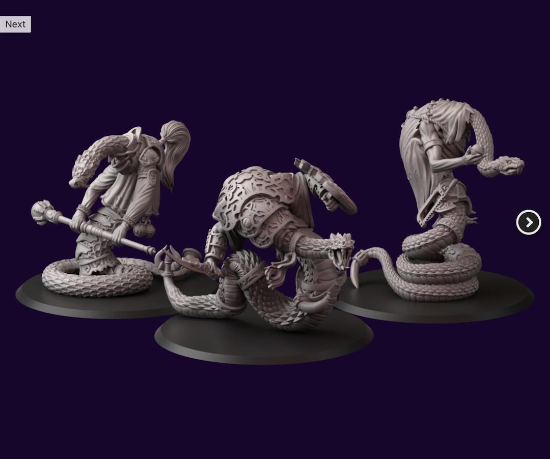 Resin Printed Miniatures- Snakemen- 3 Pack- 32mm Models - Etsy