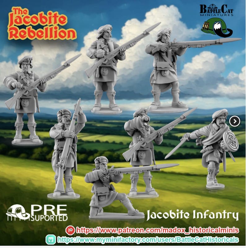 28mm Historical Gaming- Resin Printed Figures- 1745 Jacobite Infantry ...