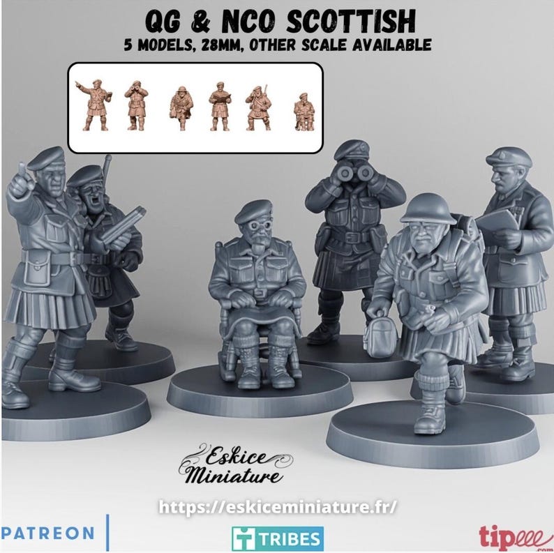 28mm WWII- HQ & NCO Scottish WW2 - 28mm- Resin Printed -5 Models - Etsy