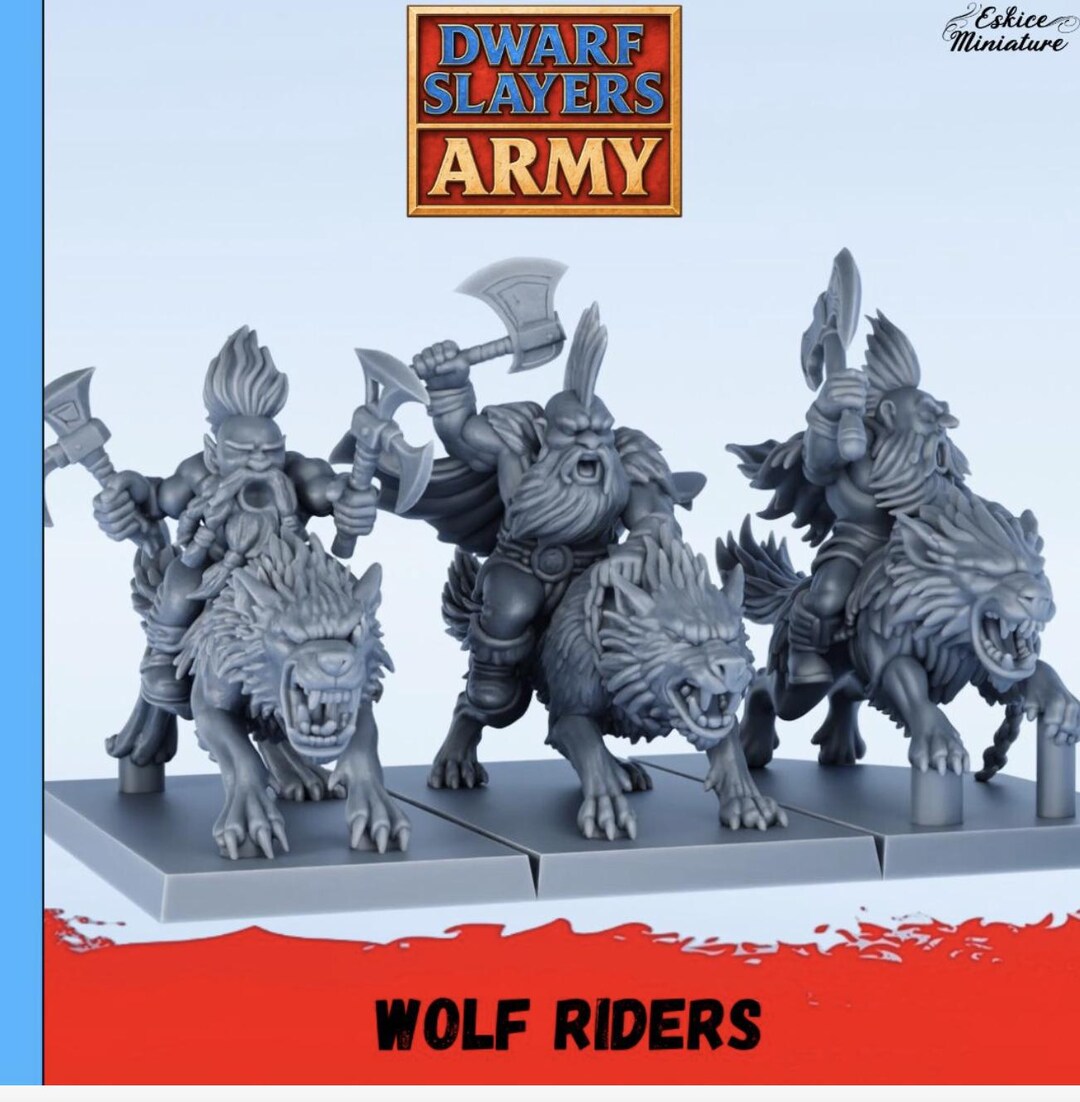 Fantasy World Dwarf Slayer Army- Slayer Wolf Riders -6 Pack - Etsy