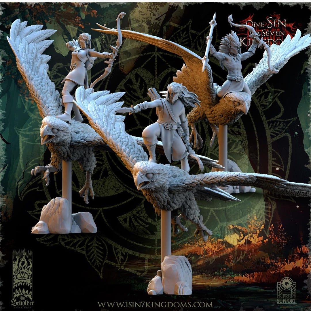 Resin Fantasy Models-evergreen Elves Hawk Hunters -28mm Heroic Scale ...