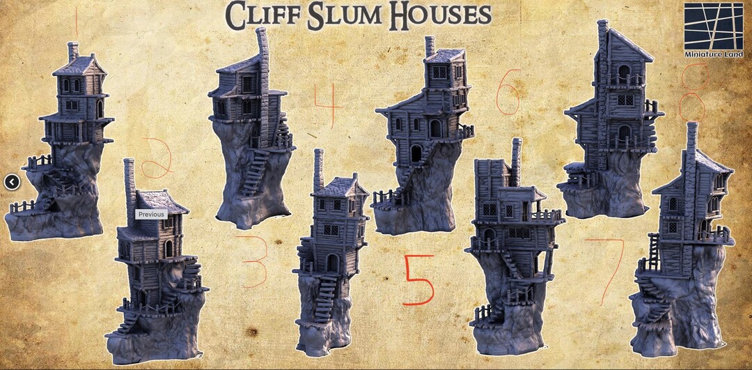28mm PLA Printed Terrain Cliff Slums Village 8 Pack - Etsy