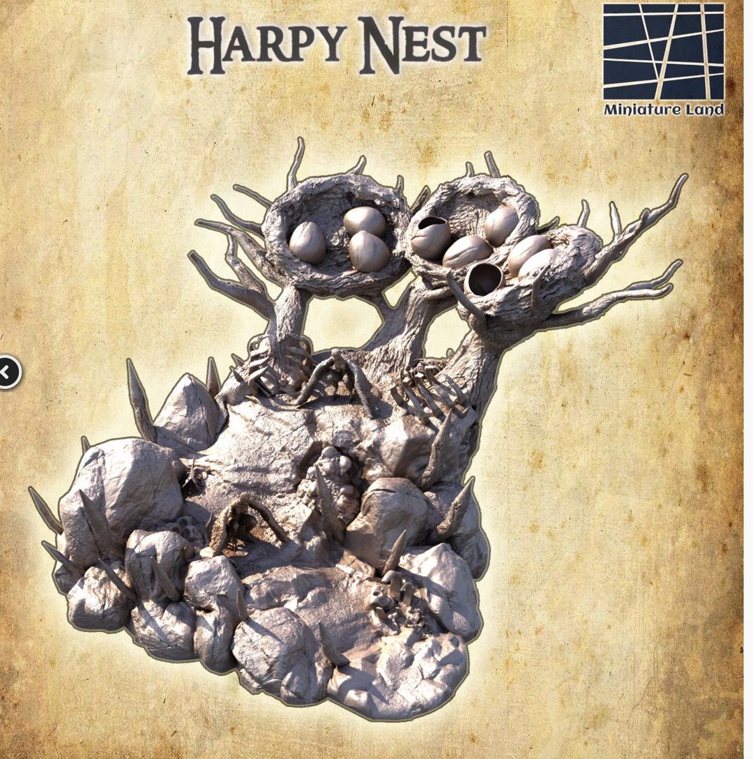 28mm PLA Printed Fantasy Cliff Harpy Nest - Etsy