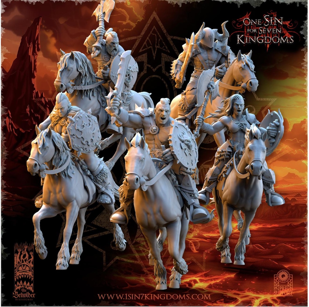 Resin Fantasy Models-realms of Mayhem Barbarian Riders -28mm Heroic ...