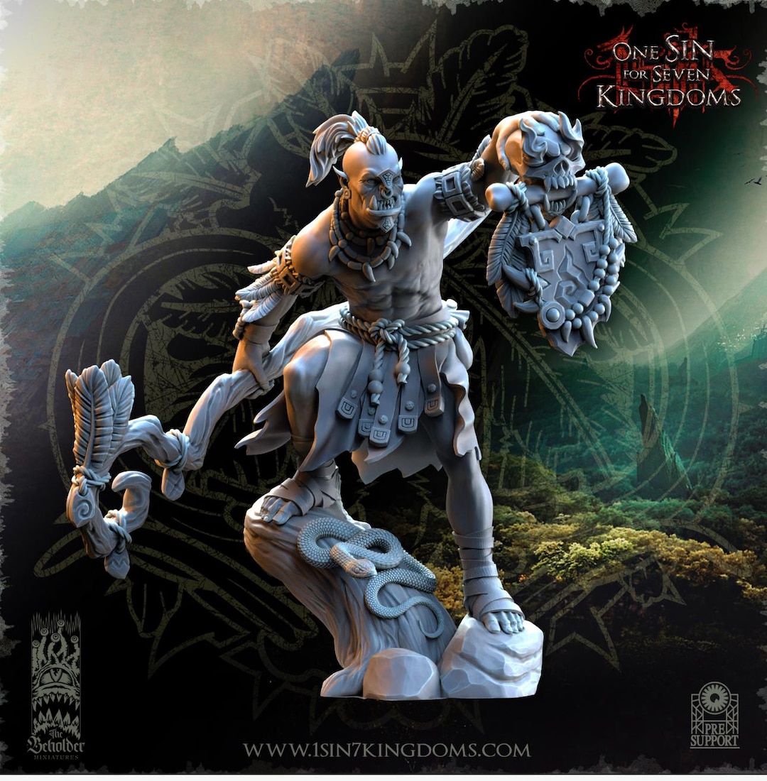 Resin Fantasy Models- Ashtarak, Salanaar Orc Shaman -28mm Heroic Scale ...