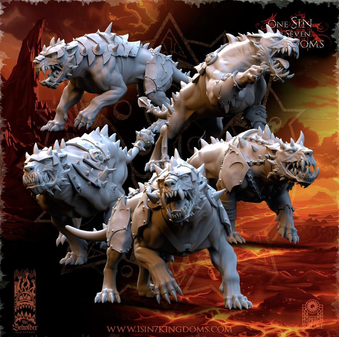 Resin Fantasy Models-realms of Mayhem Hellhounds -28mm Heroic Scale ...