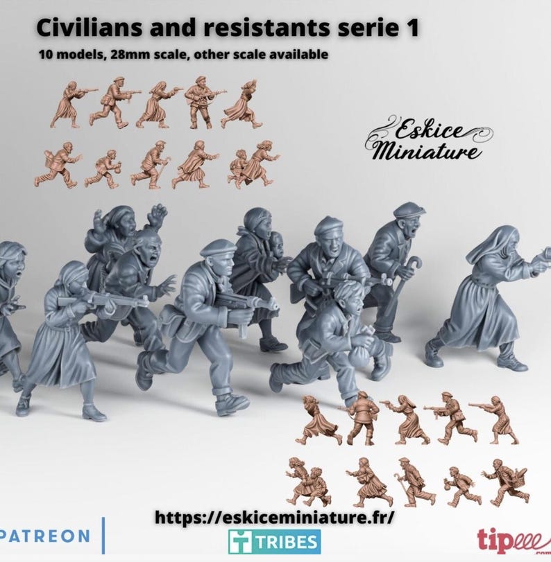 Resin Printed Miniatures-sci Fi- Civilians and Resistants Series 1 ...